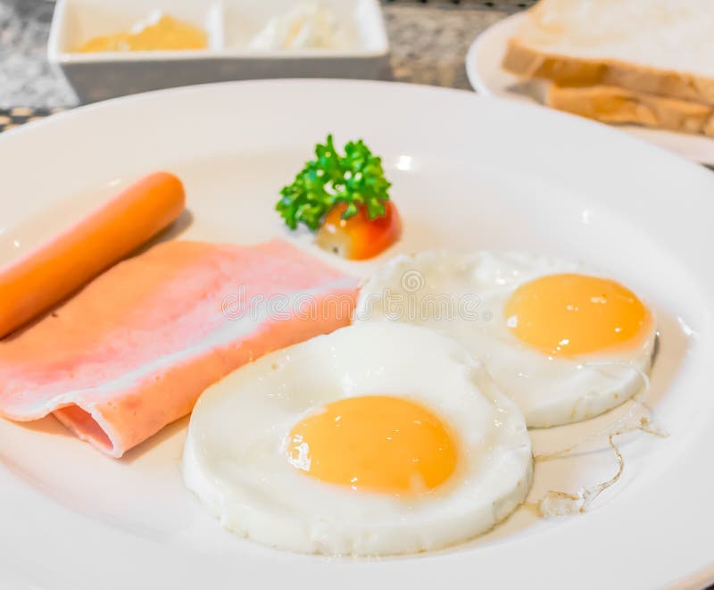 American Breakfast Cooked and Looks Delicious in Restaurant Stock Photo ...