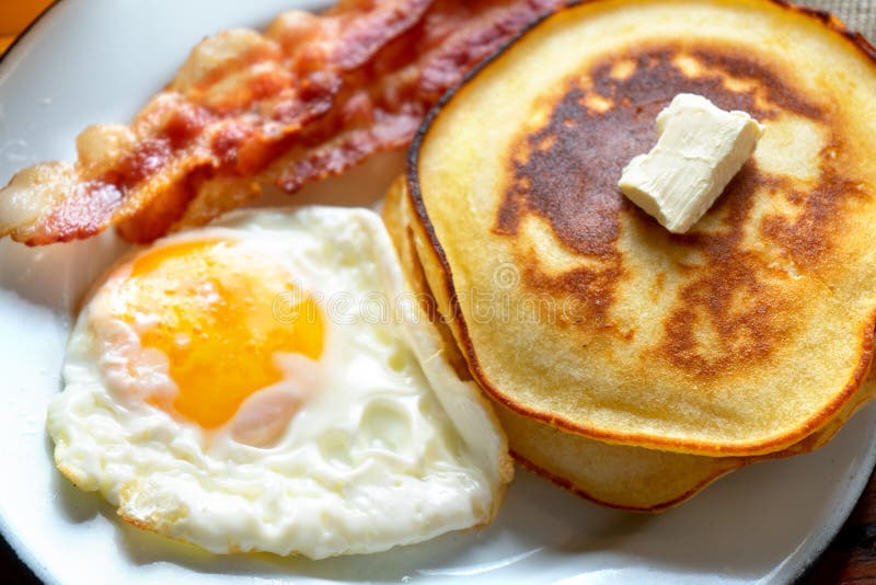 American Breakfast With Egg, Pancake And Bacon Stock Image - Image of ... American Breakfast With Egg, Pancake And Bacon Stock Image - Image of ...