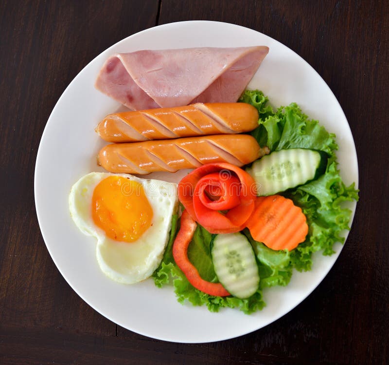 American Breakfast Ham Bacon Egg and Sausage Stock Image - Image of ...