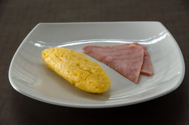 American Breakfast with Omelet Egg and Ham Stock Photo - Image of ...