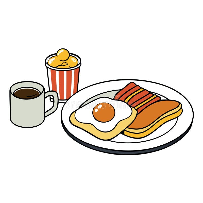 American Breakfast Set Concept Stock Vector - Illustration of camping ...