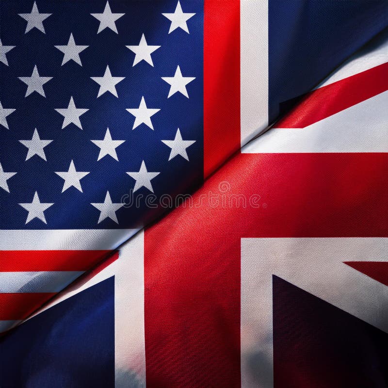 American and British English Language Concept, USA and UK Flags, AI ...