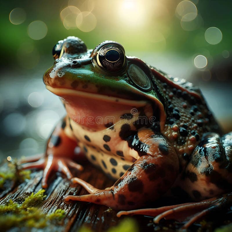 American Bull Frog in Its Wild Habitat Stock Illustration ...
