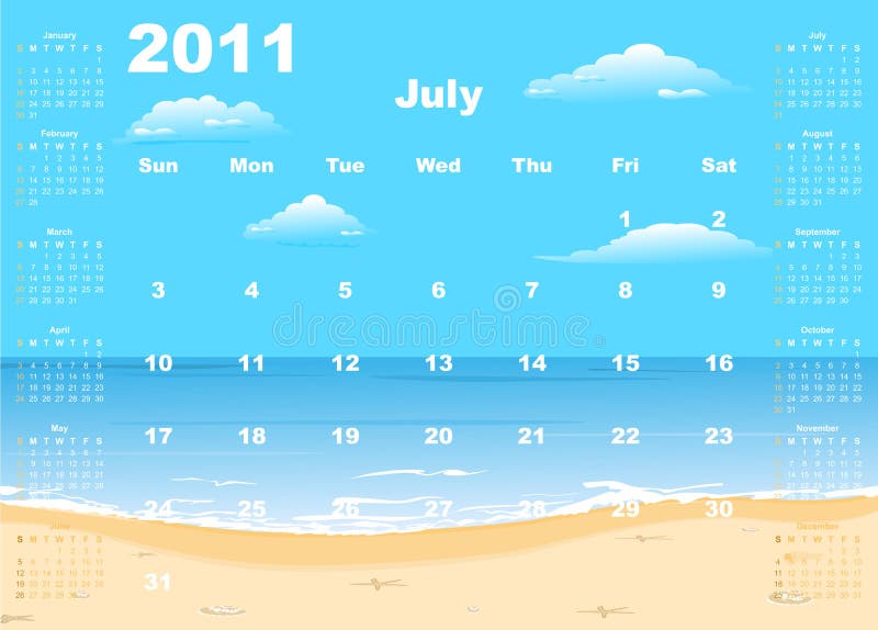 Summer Calendar - June, July, August Stock Vector - Illustration of ...