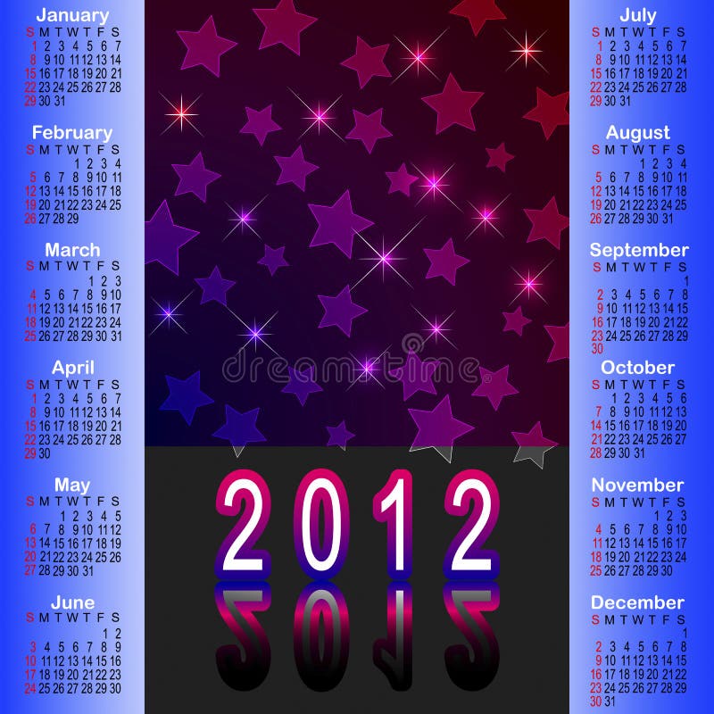American calendar 2012. stock vector. Illustration of american - 21271429