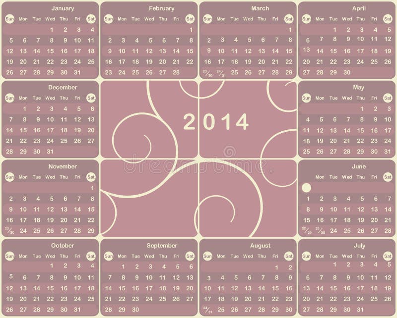 American Calendar for 2014 Year. Stock Vector - Illustration of friday ...
