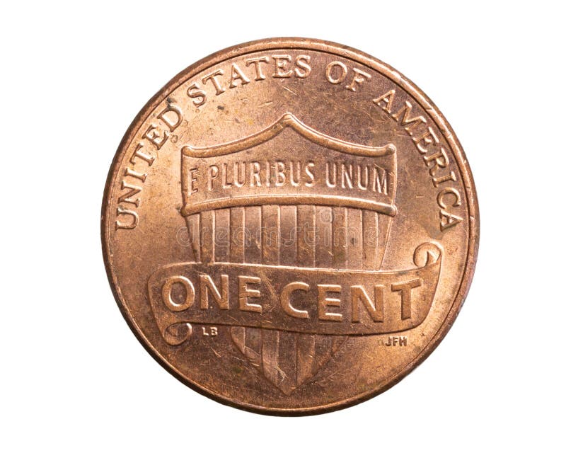 1 American Cent Coin on a White Background Stock Image - Image of coin ...
