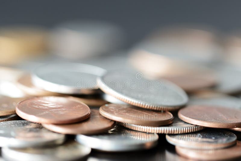 American Cents on a Dark Surface Stock Photo - Image of financial ...