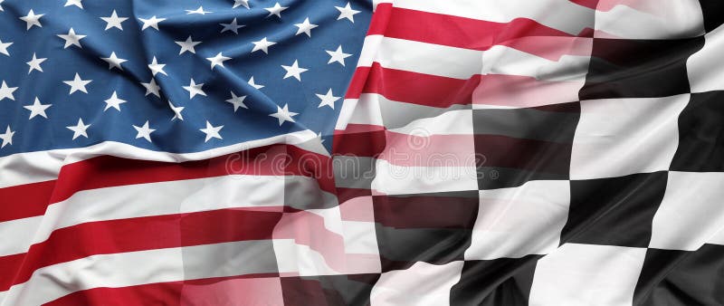 American and Checkered Racing Flag Blend Stock Photo - Image of flag ...