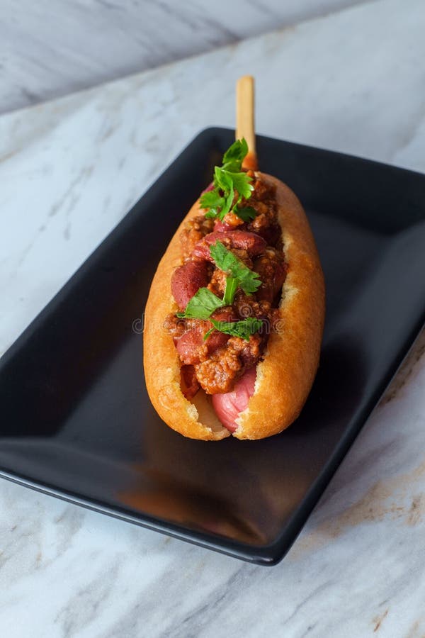 American Chili Corn Dog stock image. Image of cuisine - 174494043