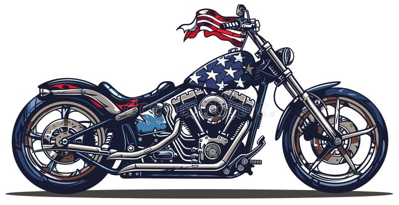 American Chopper Motorcycle Sticker Stock Illustration - Illustration of transport, patriotic ...