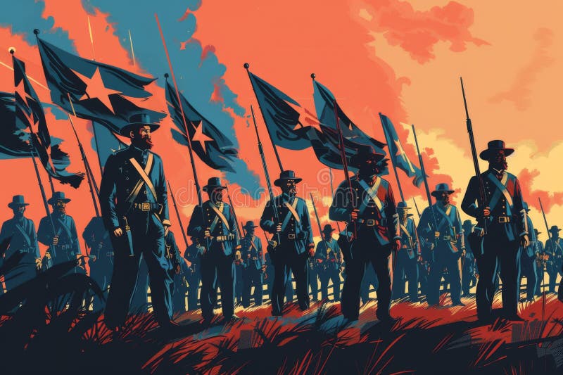 American Civil War and Independence Day with American National Flag ...