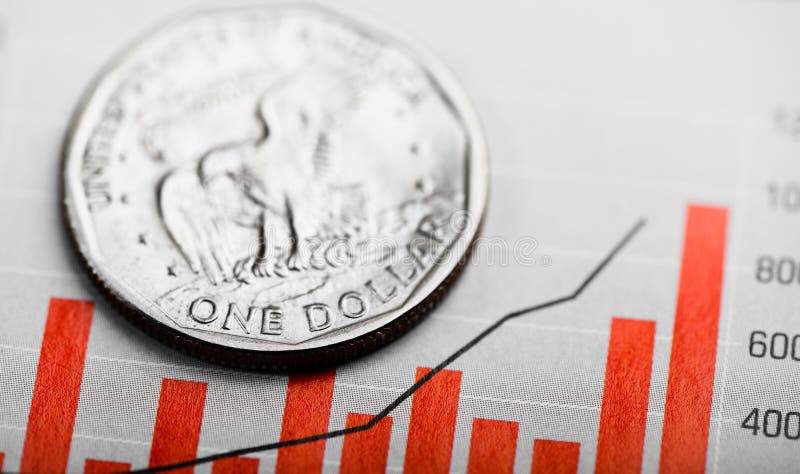 American Coin on Fluctuating Graph. Stock Image - Image of cent ...