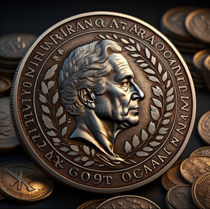 American Coin with the Image of George Washington. 3D Illustration ...
