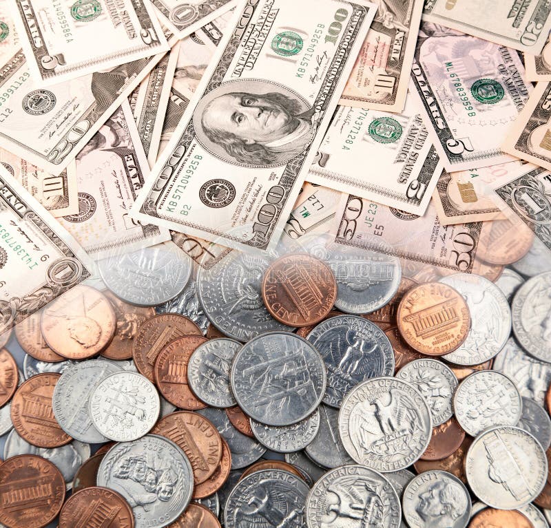 American Coins and Banknotes Stock Photo - Image of dollars, lots ...