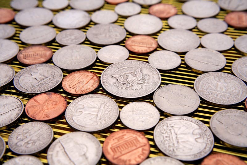 American coins closeup stock image. Image of minted, faces - 3360313