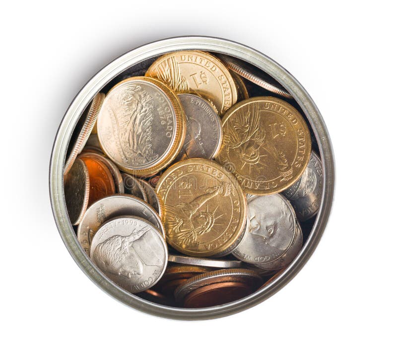 American coins in tin can stock image. Image of banking - 40226501