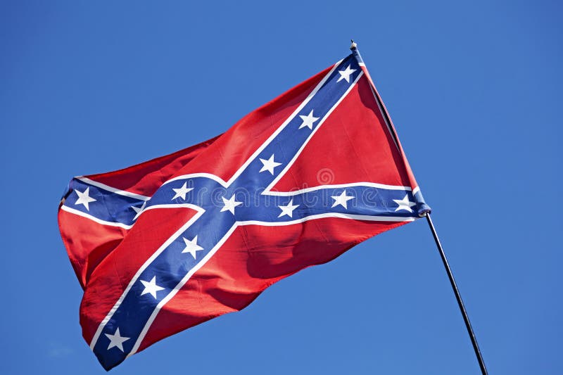 American Confederate Flag Against Pale Blue Sky Stock Photo - Image of ...