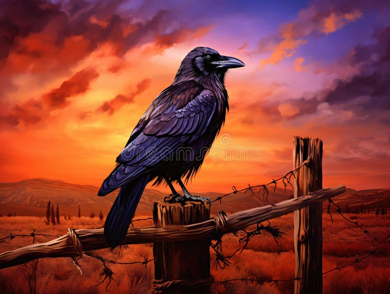 American Crow Perched Made with Generative AI Illustration Stock ...