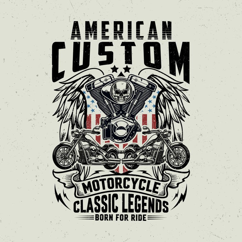 American Custom Motorcycle Classic Legends Stock Vector - Illustration ...