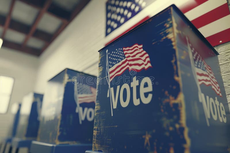 American Democracy with Voting Booths Adorned with the Flag Stock ...