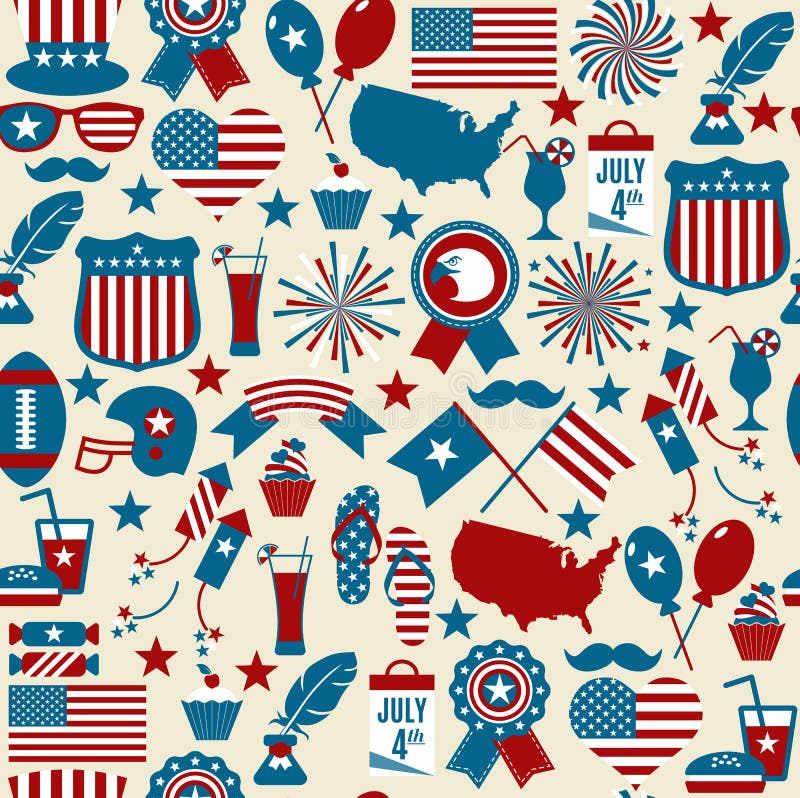 American Design Seamless Pattern. Stock Vector - Illustration of color, badge: 54882104