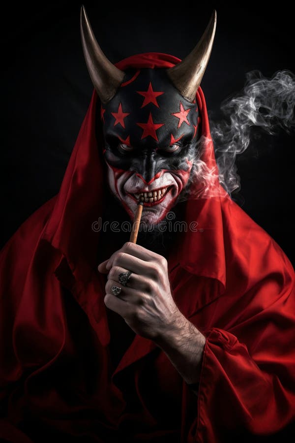 American Devil. Studio Portrait of a Devil Standing in Front of ...
