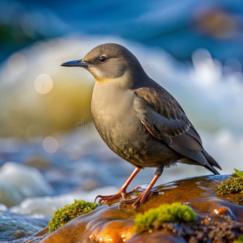 American Dipper Bird Sits Ocean Stock Illustration Illustration Of Goose Colorful 322705760