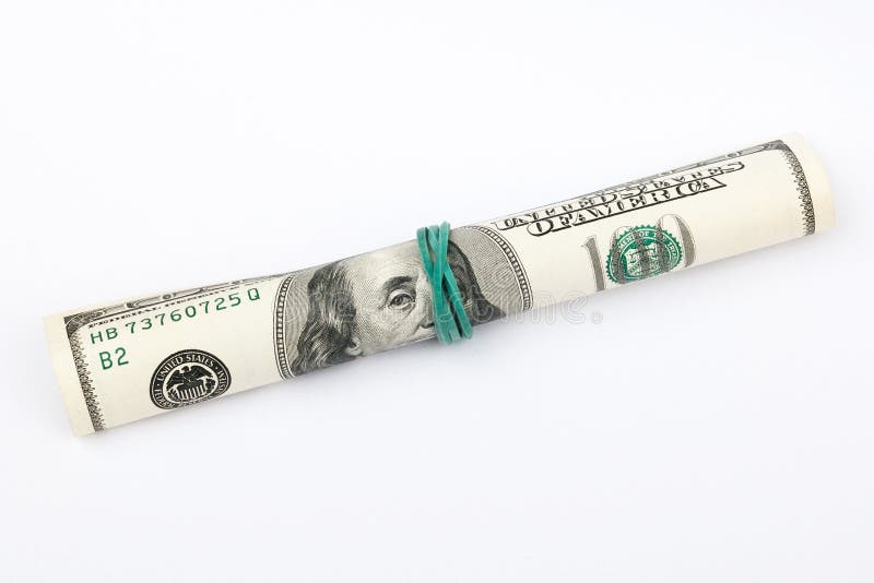 American Dollar Banknotes Rolled in Tube Isolated on White Stock Photo ...