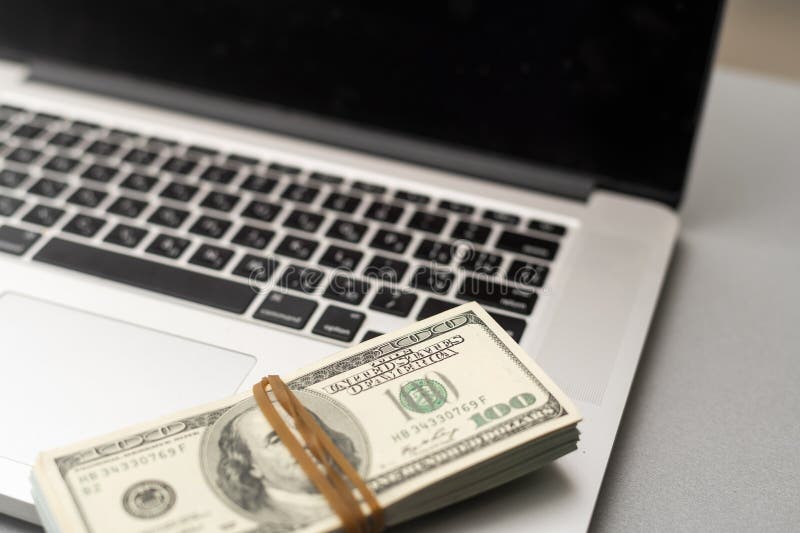100 American Dollar Bills and Computer Keyboard Stock Image - Image of ...