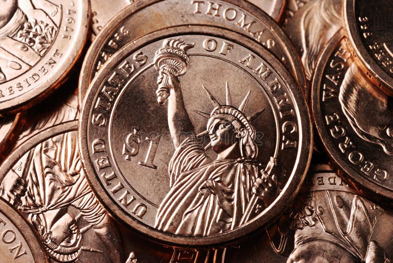 American Dollar Coin Reverse Stock Image - Image of finance, president ...