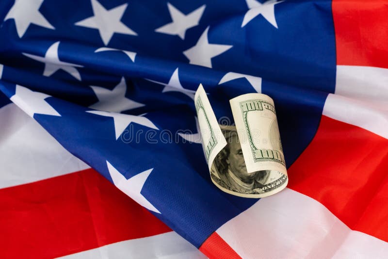 American Dollar on the American Flag Stock Image - Image of stars ...