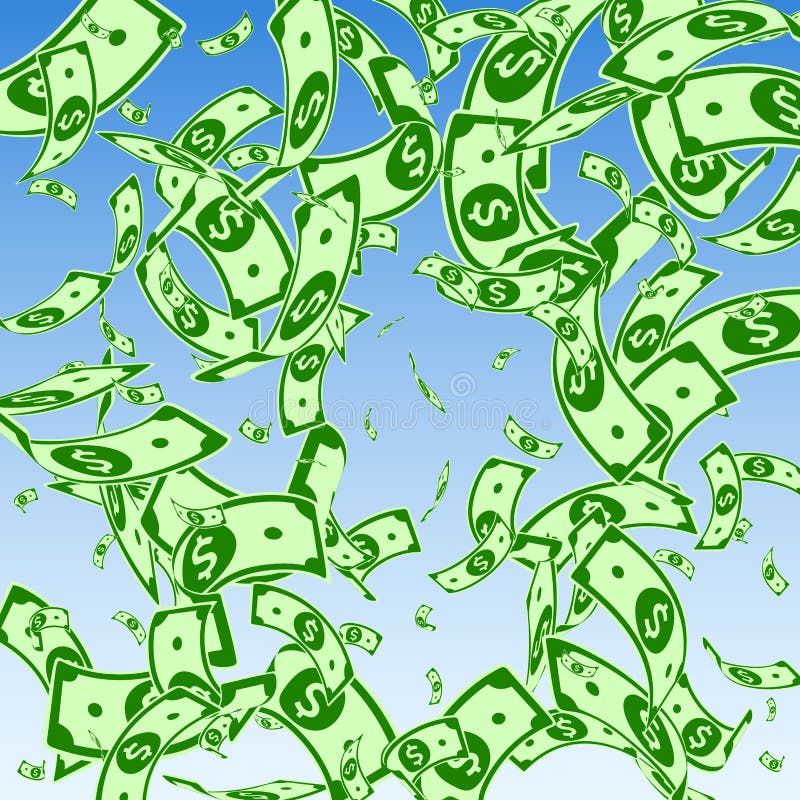 American Dollar Notes Falling. Random USD Bills on Stock Vector ...