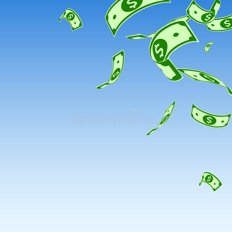 American Dollar Notes Falling. Random USD Bills on Stock Illustration ...