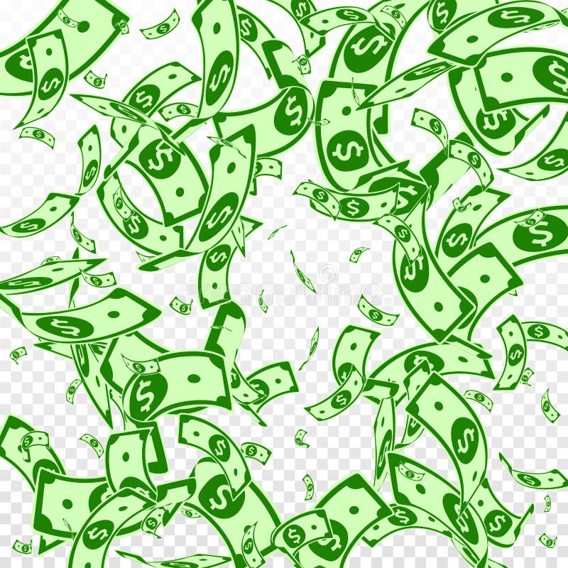 American Dollar Notes Falling. Random USD Bills on Stock Vector ...