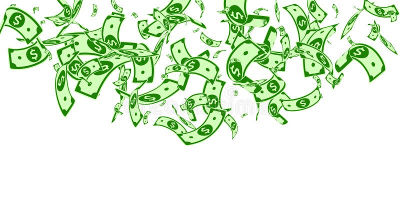 American Dollar Notes Falling. Random USD Bills on Stock Vector ...