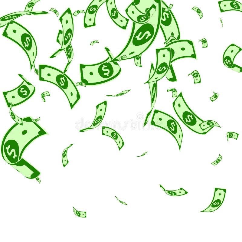 American Dollar Notes Falling. Random USD Bills on Stock Vector ...