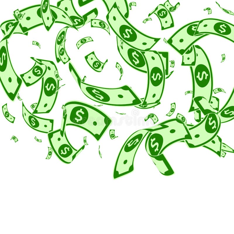 American Dollar Notes Falling. Random USD Bills on Stock Vector ...