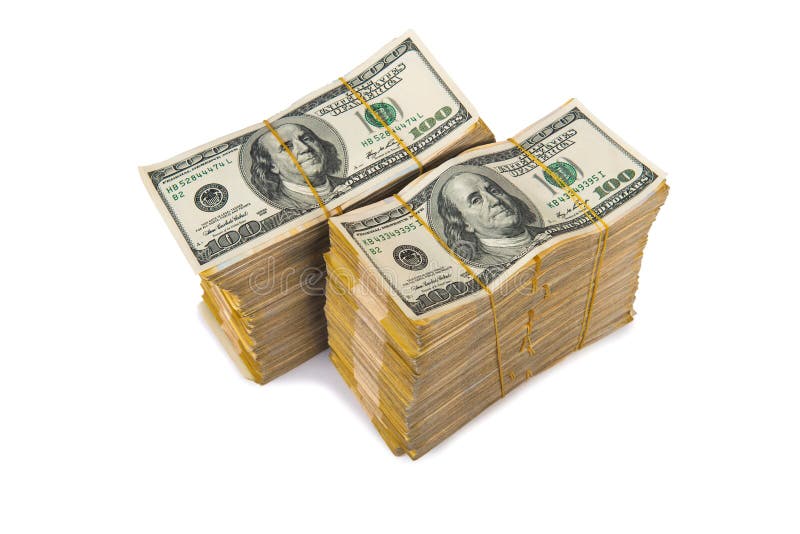 Stack of American Dollars Isolated on White Stock Photo - Image of ...