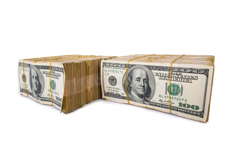 Stack of American Dollars Isolated on White Stock Photo - Image of ...