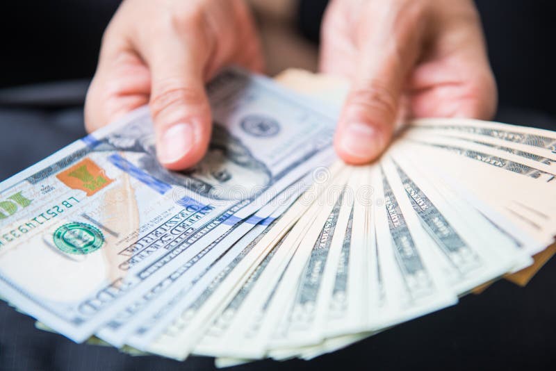 American Dollars Bank Note in Hand Stock Image - Image of dollars, note ...