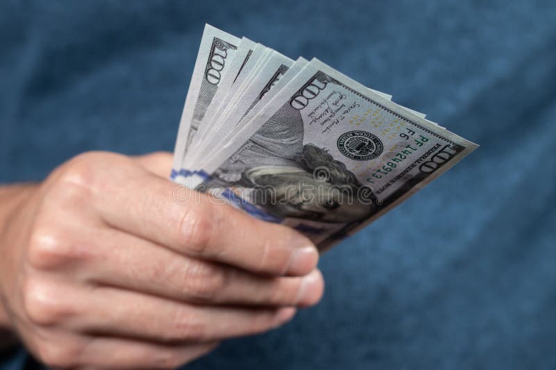 American 100 Dollars Bank Note in Hand Close Up Stock Photo - Image of ...