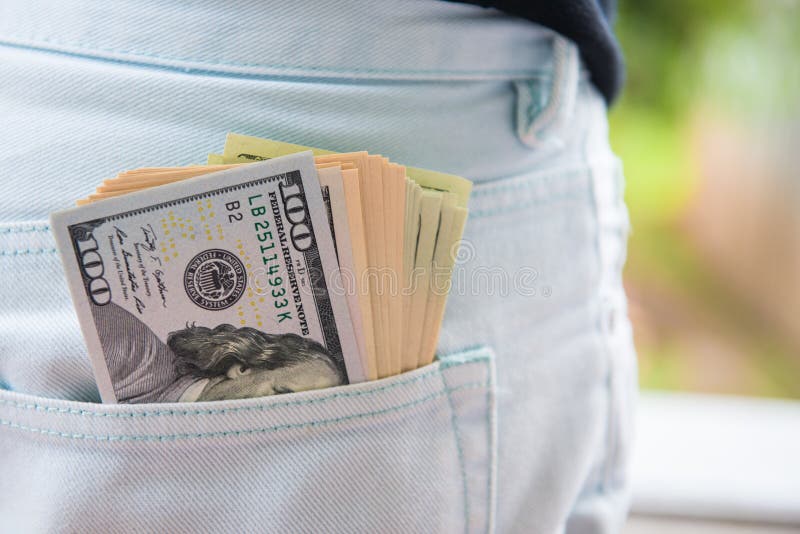 American Dollars Bank Note in Pocket Stock Image - Image of credit ...