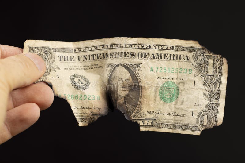 American Dollars Damaged and Partially Destroyed by Fire Stock Image ...