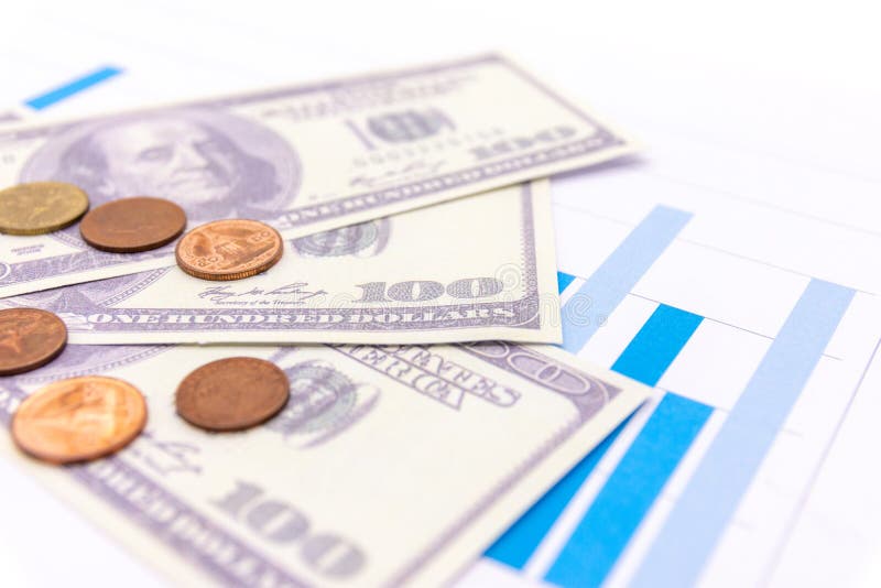 American Dollars with Graph on White Blackground Stock Photo - Image of ...