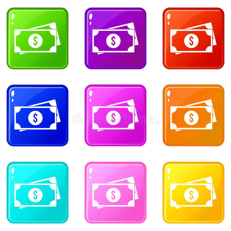 American Dollars Icons 9 Set Stock Vector - Illustration of object ...