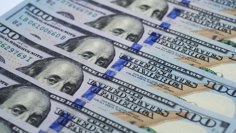 American Dollars in Motion. Close-up 100 Dollar Bill Stock Footage ...