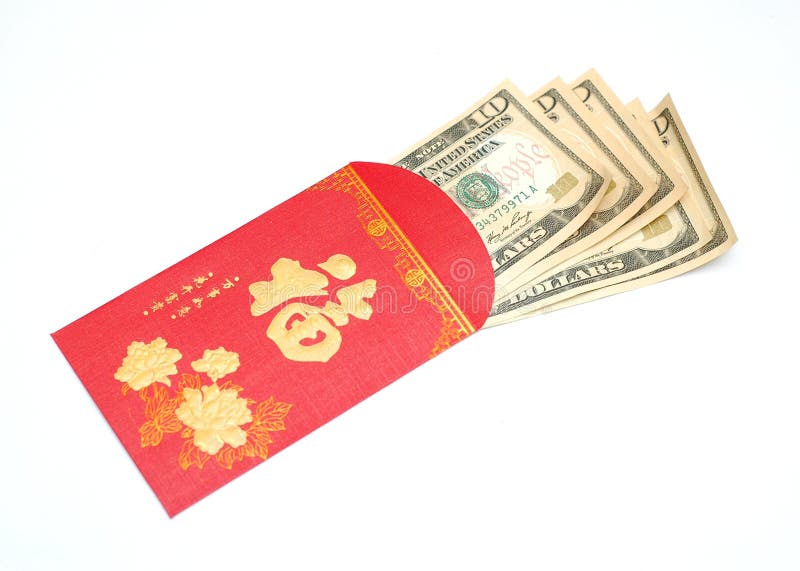 American Dollars in Red Packet Stock Image - Image of life, white: 12553145