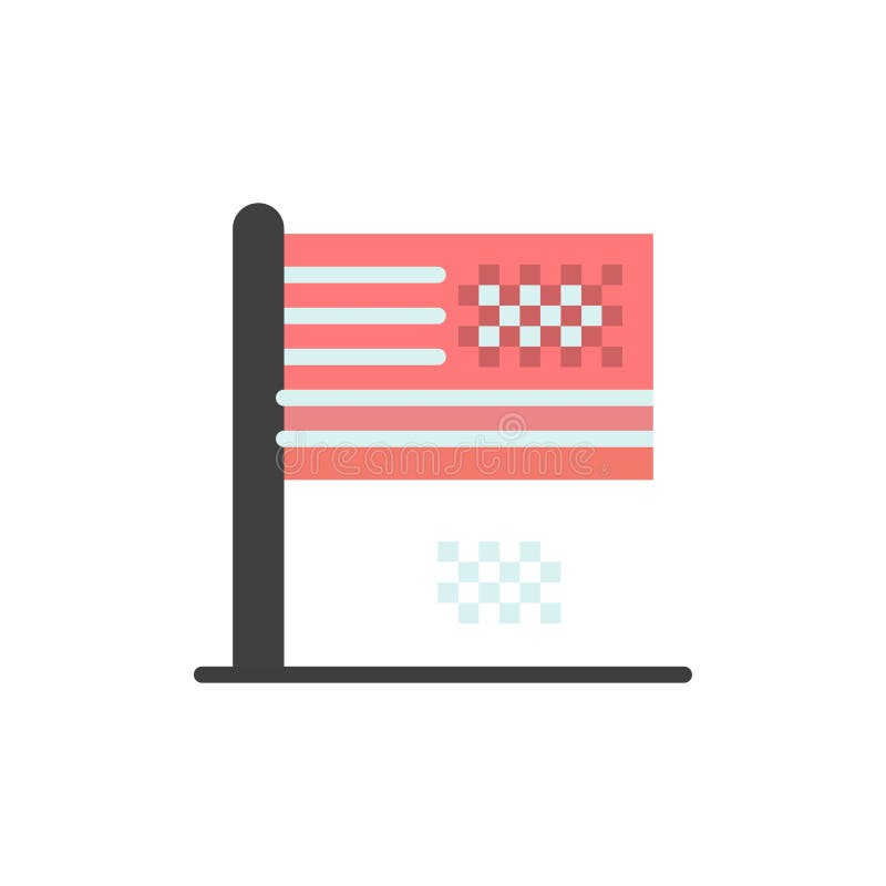 American Dream, Collapse, Decline, Fall, Flag Flat Color Icon. Vector ...