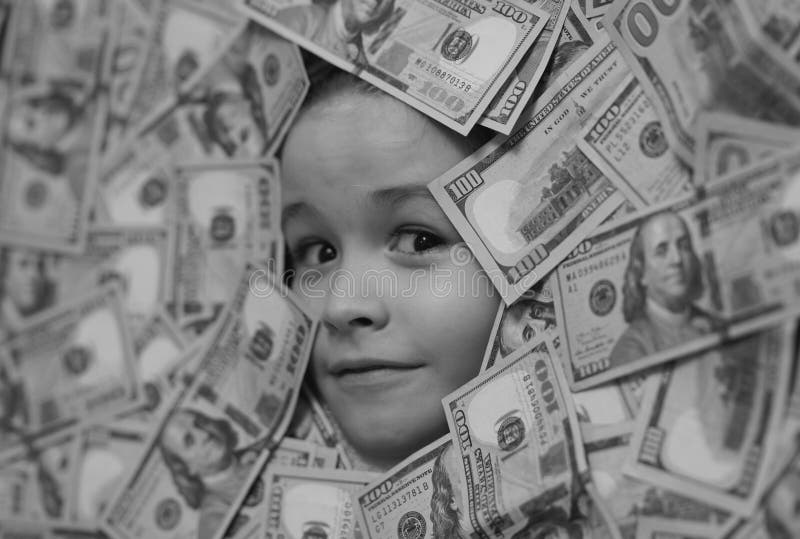 American Dreams. Head in Money. Fun Kid Face on Dollars Money. Stock ...